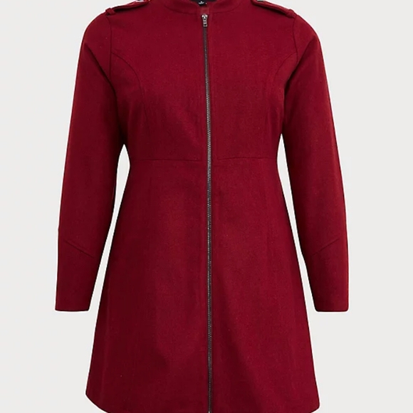 torrid | Jackets & Coats | Torrid Dark Red Woolen Swing Coat | Poshmark